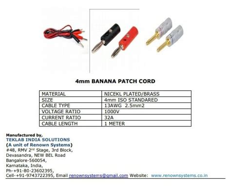 RENOWN SYSTEMS Copper Mm And Mm Patch Cord At Piece In Bengaluru ID