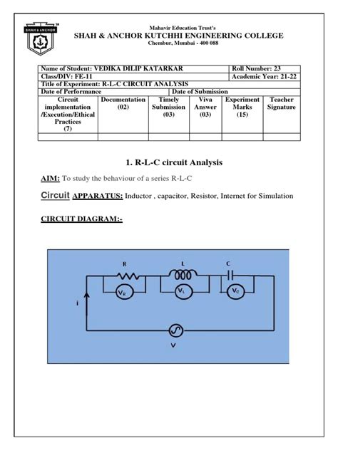 5 r l c circuit analysis pdf pdf electrical network resonance