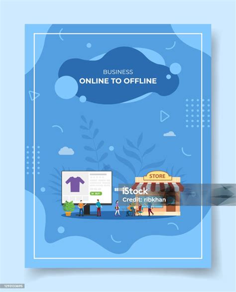 배너 전단지 책 표지 액정 모양 스타일의 잡지의 템플릿을 위해 디스플레이 스토어에서 컴퓨터 모니터 천 주변의 오프라인 사람들에게