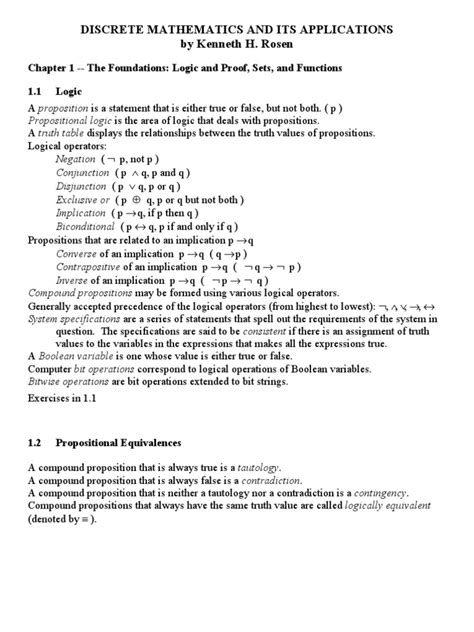 discrete mathematics and its applications by kenneth h rosen pdf logical expressions