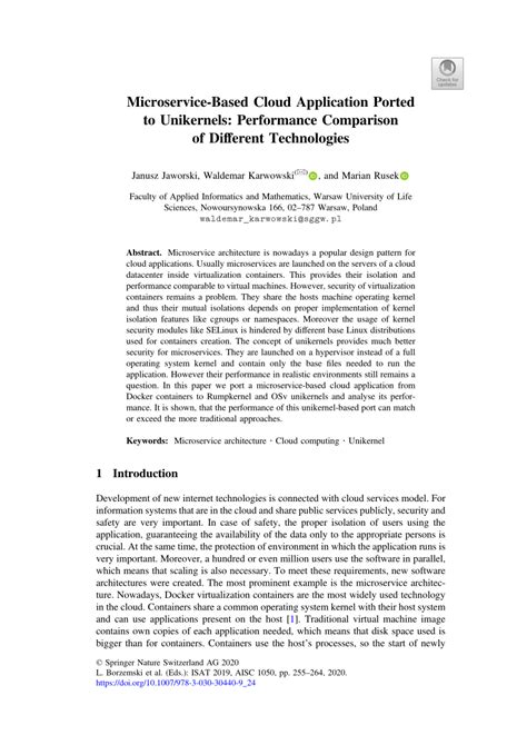 Pdf Microservice Based Cloud Application Ported To Unikernels Performance Comparison Of