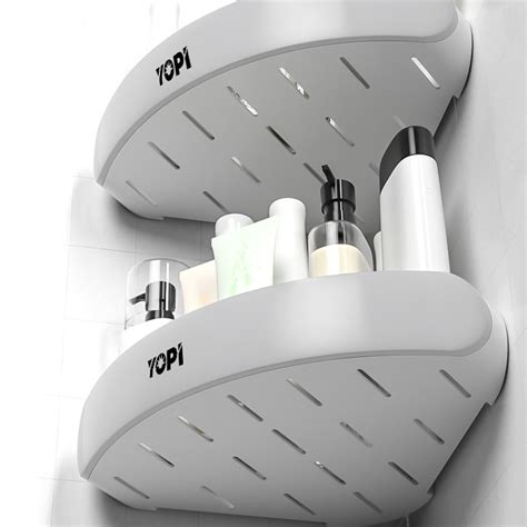 Рафт за органайзери за баня Триъгълен ъглов рафт Монтиран на стена Шампоан Поставка за