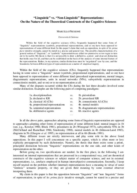 Pdf “linguistic” Vs“non Linguistic” Representations On The Nature Pdf “linguistic” Vs“non Linguistic” Representations On The Nature