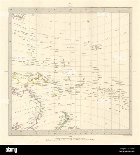 Australasia Polynesia Pacific Ocean On Gnomonic Projection Sduk 1844