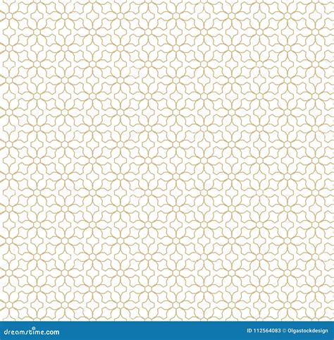 Vector Geometric Seamless Pattern Golden Lines Texture Oriental