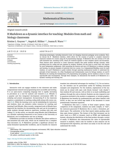 q2 r markdown as a dynamic interface for teaching modules from math and