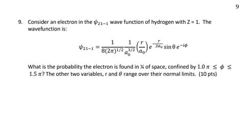 Solved Consider An Electron In The ψ21−1 Wave Function Of