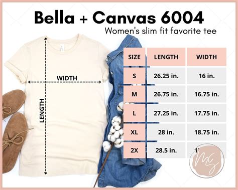Bella Canvas 6004 Size Chart 6004 Mockup Womens Slim Fit Size Chart Bella Canvas Size Chart