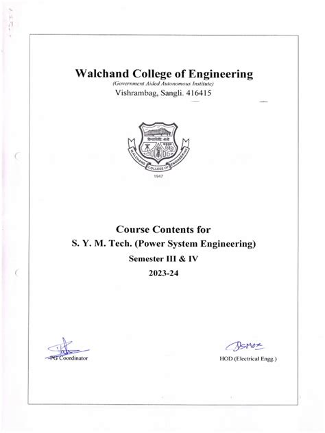 Sy M Tech Power System Ay 2023 24 Pdf Economies Business