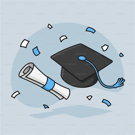 졸업 모자와 색종이 조각이 있는 졸업장 벡터 Unsplash의 벽지 이미지