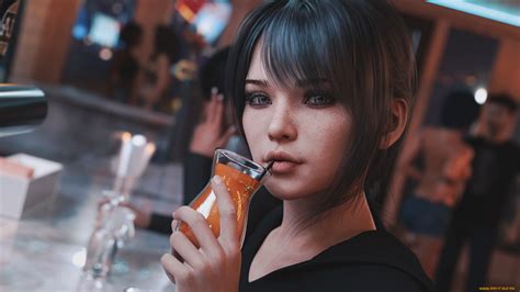 Wallpaper Artwork Women Digital Art Dark Hair Short Hair Black