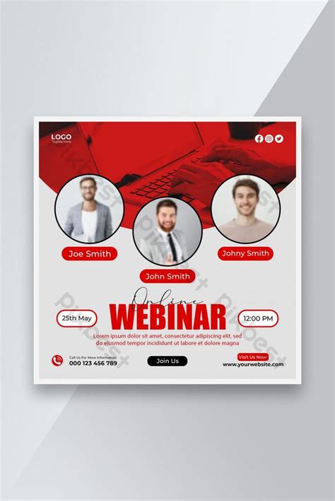 온라인 라이브 웨비나 소셜 미디어 게시물 또는 정사각형 웹 배너 템플릿 Psd 무료 다운로드 Pikbest
