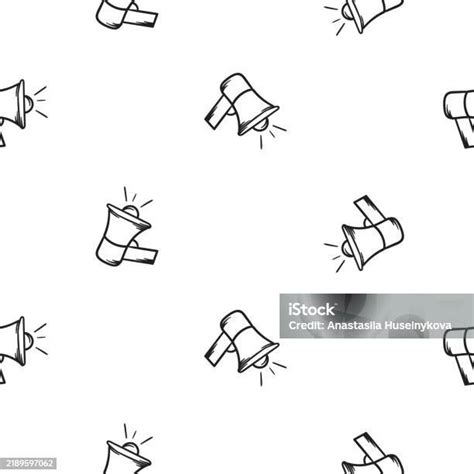 메가폰이 있는 심플한 이음새가 없는 패턴 손으로 그린 아이콘 표지판 및 비즈니스 마케팅 및 정치의 상징 벡터 편집 가능한 배경 0명에 대한 스톡 벡터 아트 및 기타 이미지