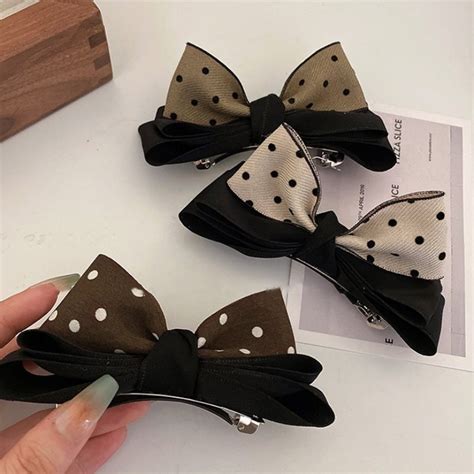 Badu Bg Ретро щипка за коса с панделка в цвят на точки дамски аксесоари за коса елегантна