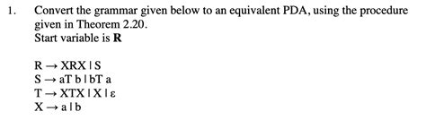 Solved 1 Convert The Grammar Given Below To An Equivalent Chegg Com