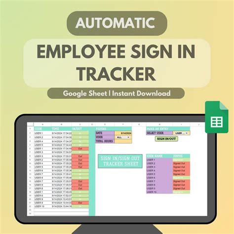 PUNCH CLOCK APP Employee Sign In And Out Time Tracker Staff Hours Tracker Google Sheets