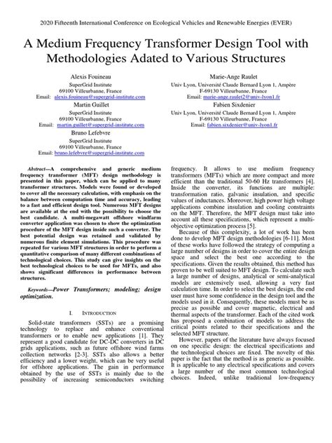 Fouineau Full Paper Medium Frequency Transformer Design Tool Pdf