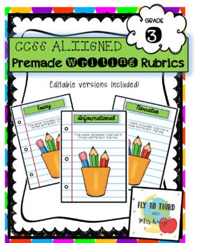 Third Grade Writing Rubric Bundle Editable Too By Fly To Third Kristen Koetje