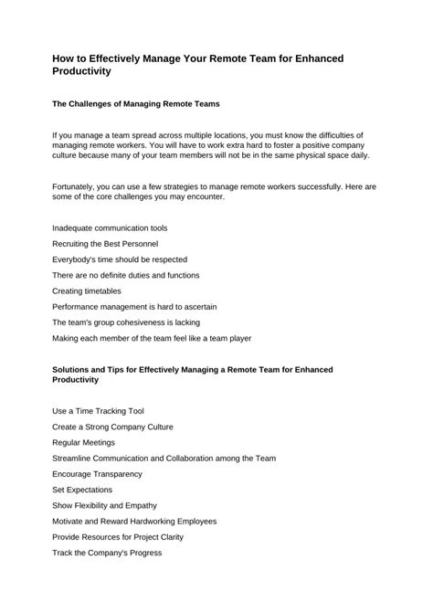 PPT How To Effectively Manage Your Remote Team For Enhanced