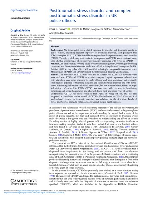 Pdf Posttraumatic Stress Disorder And Complex Posttraumatic Stress