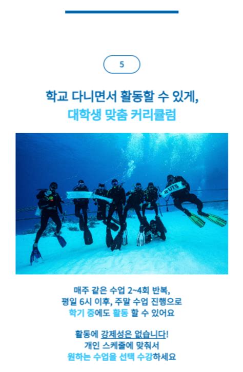 Uts Team Blue 전국 대학 연합 스쿠버 다이빙팀 팀원 모집 공모전 대외활동 링커리어