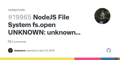 Nodejs File System Fsopen Unknown Unknown Error · Issue 19965