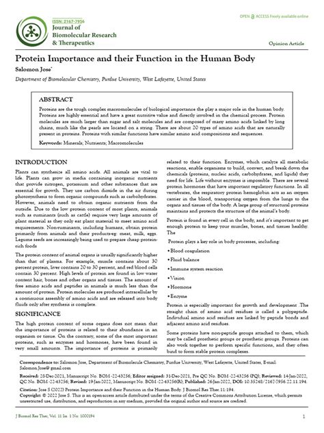 Protein Importance And Their Function In The Human Body Download Free