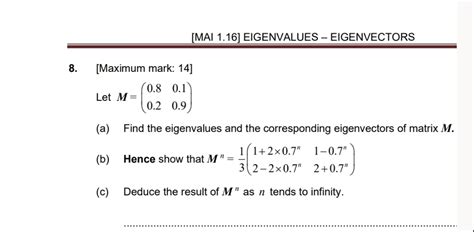 Solved [mai 1 16] ﻿eigenvalues ﻿eigenvectors8 [maximum