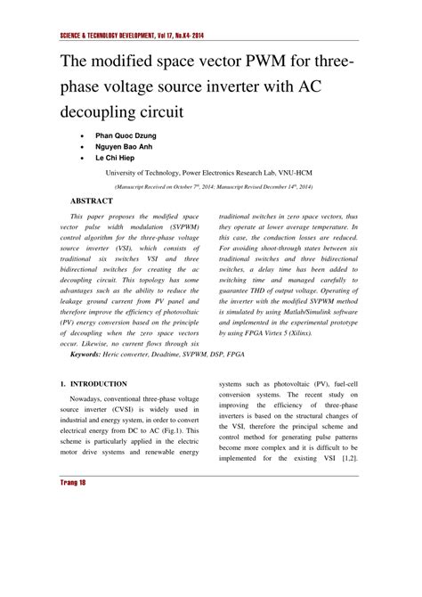 Pdf The Modified Space Vector Pwm For Three Phase Voltage Source Inverter With Ac Decoupling