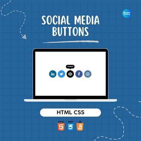 Social Media Buttons With Tooltip Using HTML CSS Mandan Koding S Ko