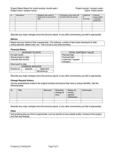 Monthly Project Progress Report Template PDF Template