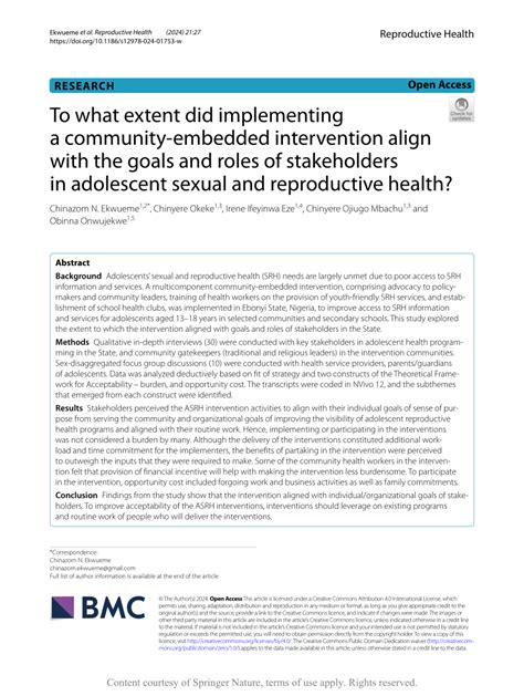 PDF To What Extent Did Implementing A Community Embedded Intervention Align With The Goals And