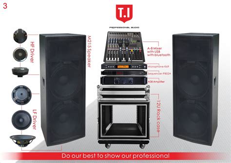 T I PRO Audio Portable Inch Full Range Speaker Set Professional