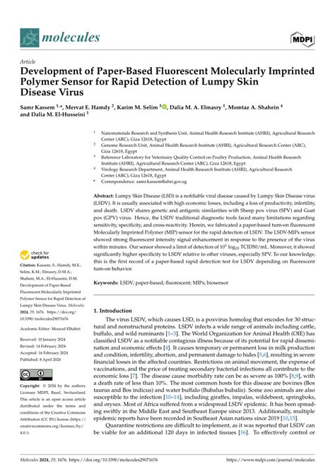 Pdf Development Of Paper Based Fluorescent Molecularly Imprinted Polymer Sensor For Rapid