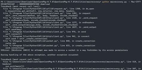 problem with macrecovery py r hackintosh