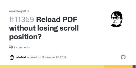 Reload Pdf Without Losing Scroll Position · Issue 11359 · Mozillapdfjs · Github