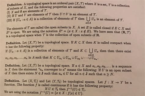 Solved Definition A Topological Space Is An Ordered Pair X
