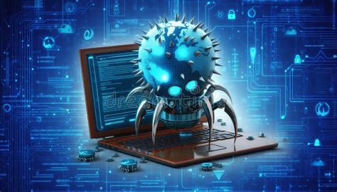 Digital Virus Concept With Computer And Malware Elements Stock Illustration Illustration Of