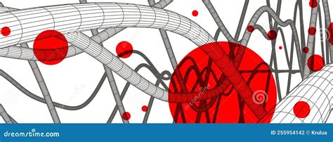 Vector Abstract Background With A Wireframe Dynamic Waves Line And Particles Stock Vector