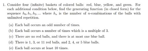 Solved Find The Generating Function For Each Of The Chegg Com