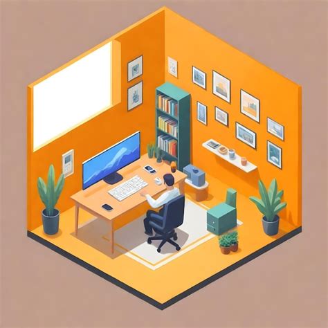 Uma Sala De Computador Com Um Homem Sentado Em Uma Mesa E Um Monitor