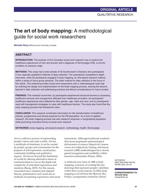 PDF The Art Of Body Mapping A Methodological Guide For Social Work Researchers