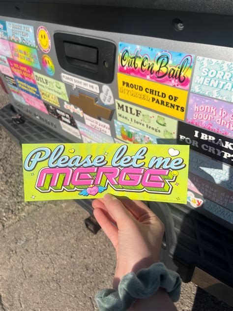Y2k Please Let Me Merge Bumper Sticker Y2k Style The Funnel Cake Tree