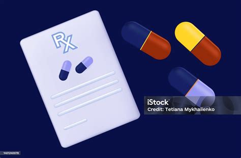 알약 및 처방전 Rx 제약 배너 3d 의학 캡슐 알약 목록 치료 및 예방 의사 약속 처방전 및 목록 의약품의 개념 벡터 일러스트 레이 션 3차원 형태에 대한 스톡 벡터 아트