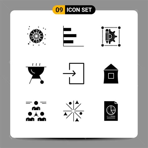 Pictogram Set Of Simple Solid Glyphs Of Building Connect Fire House PNG And Vector With