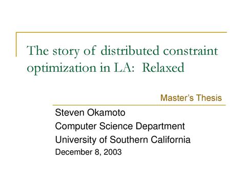 The Story Of Distributed Constraint Optimization In La Relaxed Ppt Download