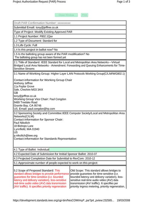 Project Authorization Request PAR For IEEE Standard