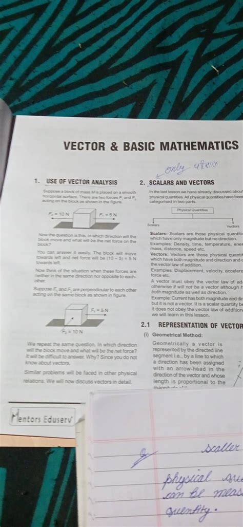 vector and basic mathematics 1 use of vector analysis 2 scalars and vect