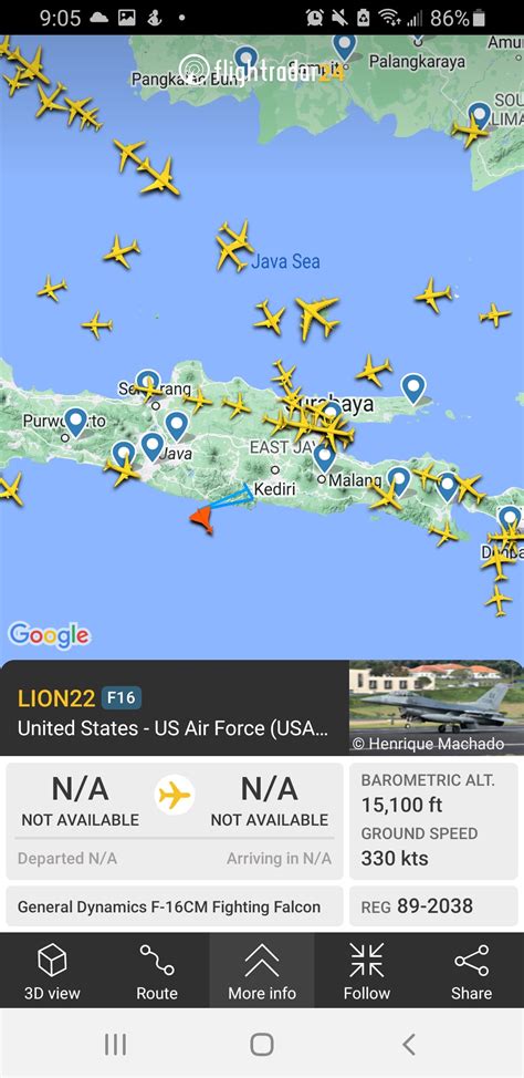 Usaf F 16 Flying In And Around Indonesia R Flightradar24