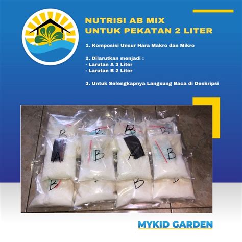 Jual Nutrisi Ab Mix Untuk Pekatan 2 Liter Sistem Hidroponik Atau Polybag Sayur Bunga Buah
